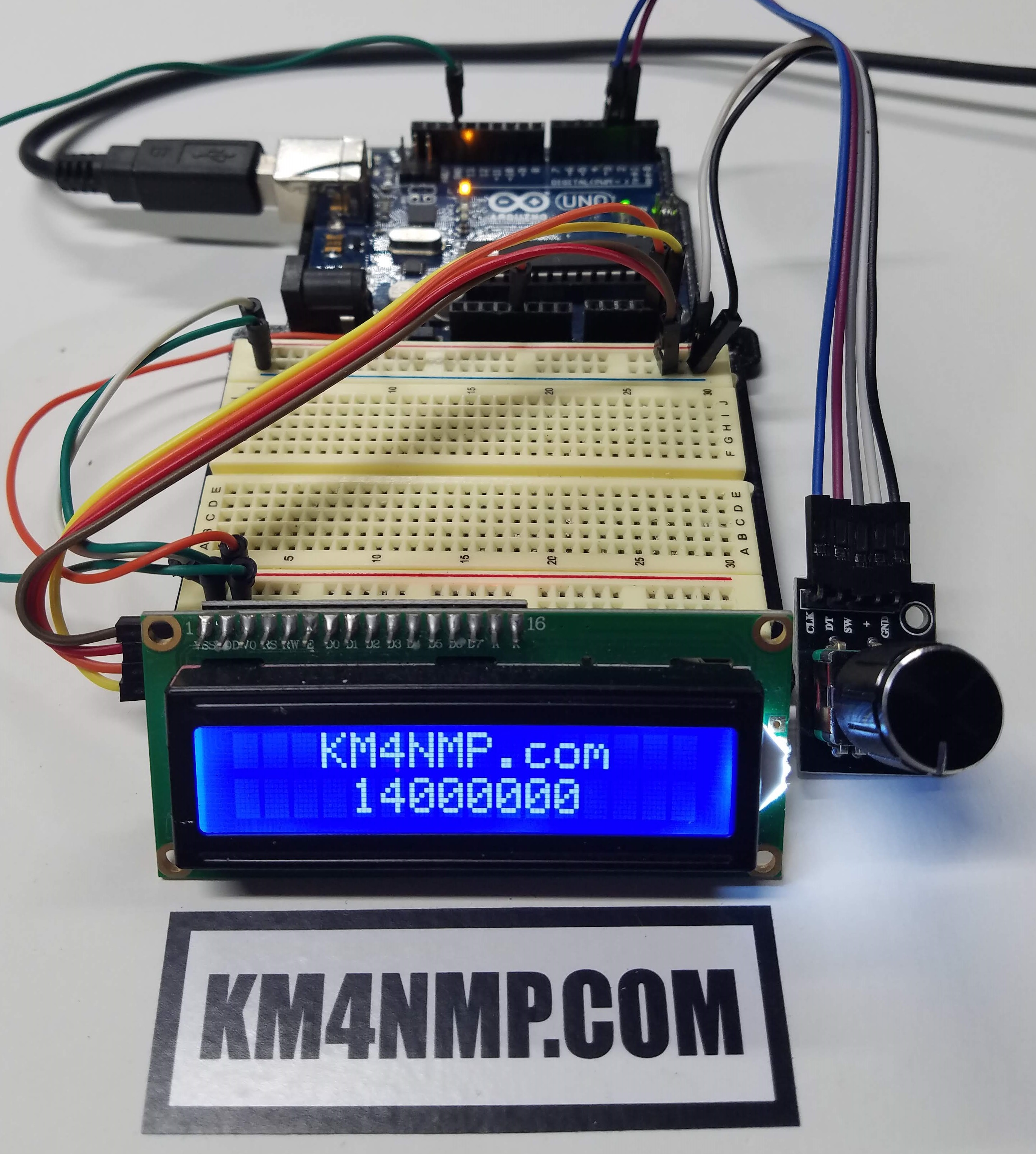 Starting the VFO for the Pixie. LCD Screen and Rotary Encoder. – KM4NMP